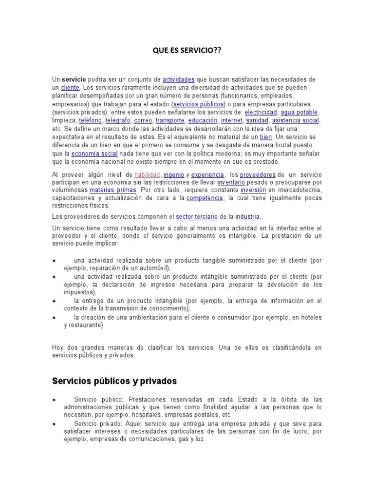 Que Es Servicio | PDF | Sectores Economicos | Servicios (economía)