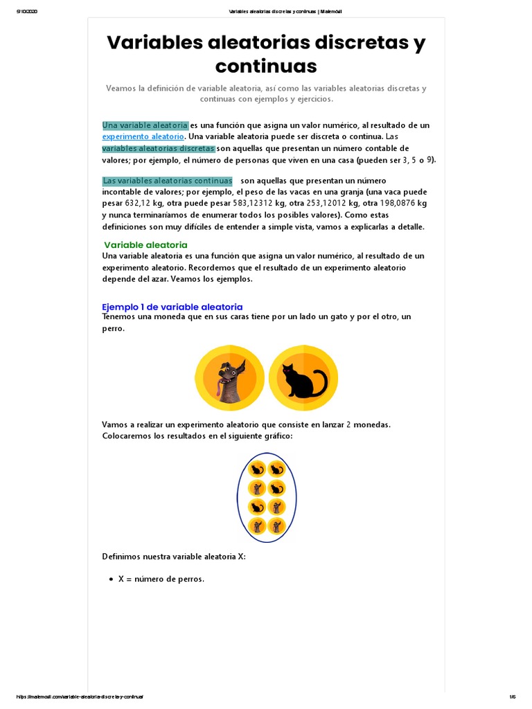 Variables Aleatorias Discretas y Continuas - Matemóvil | PDF | Variable aleatoria | Función ...