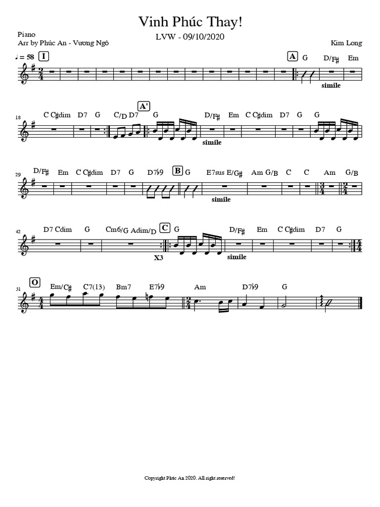 Vinh Phúc Thay - Piano | PDF