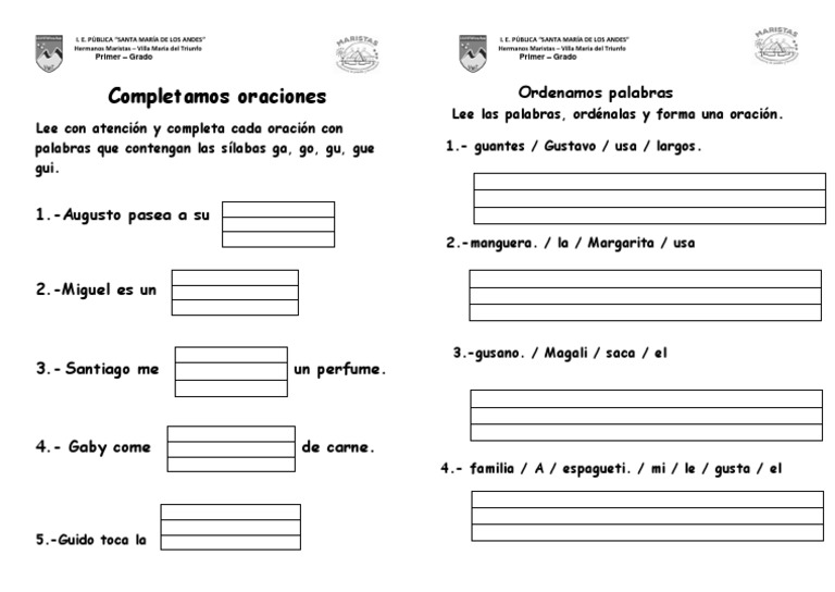 Oraciones Con Ga, Go, Gu Gue Gui | PDF
