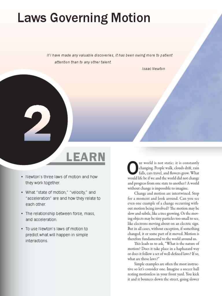 MJL - CH 2 Laws Governing Motion | PDF | Acceleration | Force