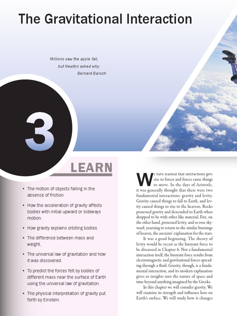 MJL - CH 3 The Gravitational Interaction | PDF | Gravity | Force