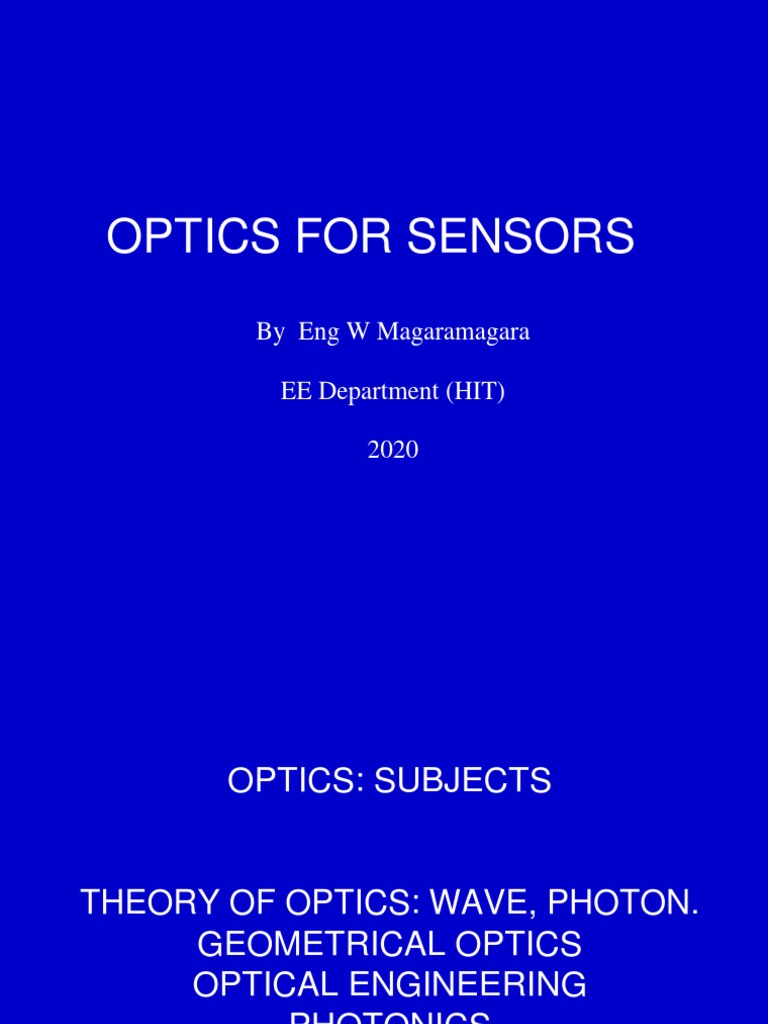 Optical Principles and Applications of Sensors: A Comprehensive Review ...