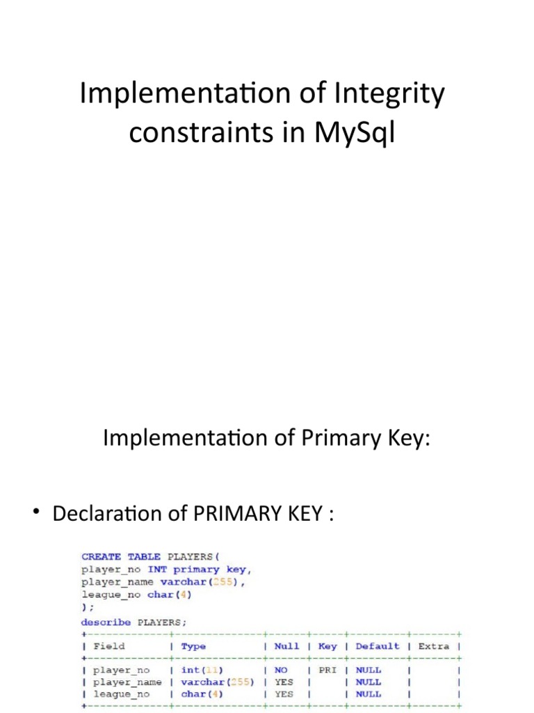 Implementation Of Integrity Constraints In Mysql Database Lab3 Pdf
