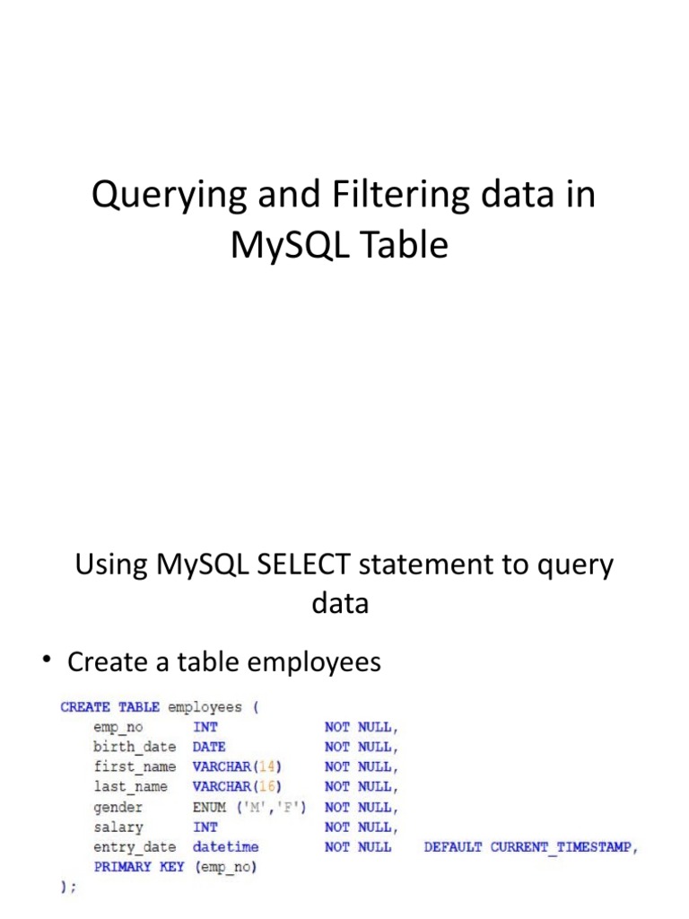 Querying and Filtering Data in Mysql Table | PDF | Computers
