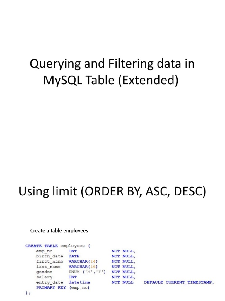 Querying and Filtering Data in Mysql Table (Extended) | PDF | Data | Data Management