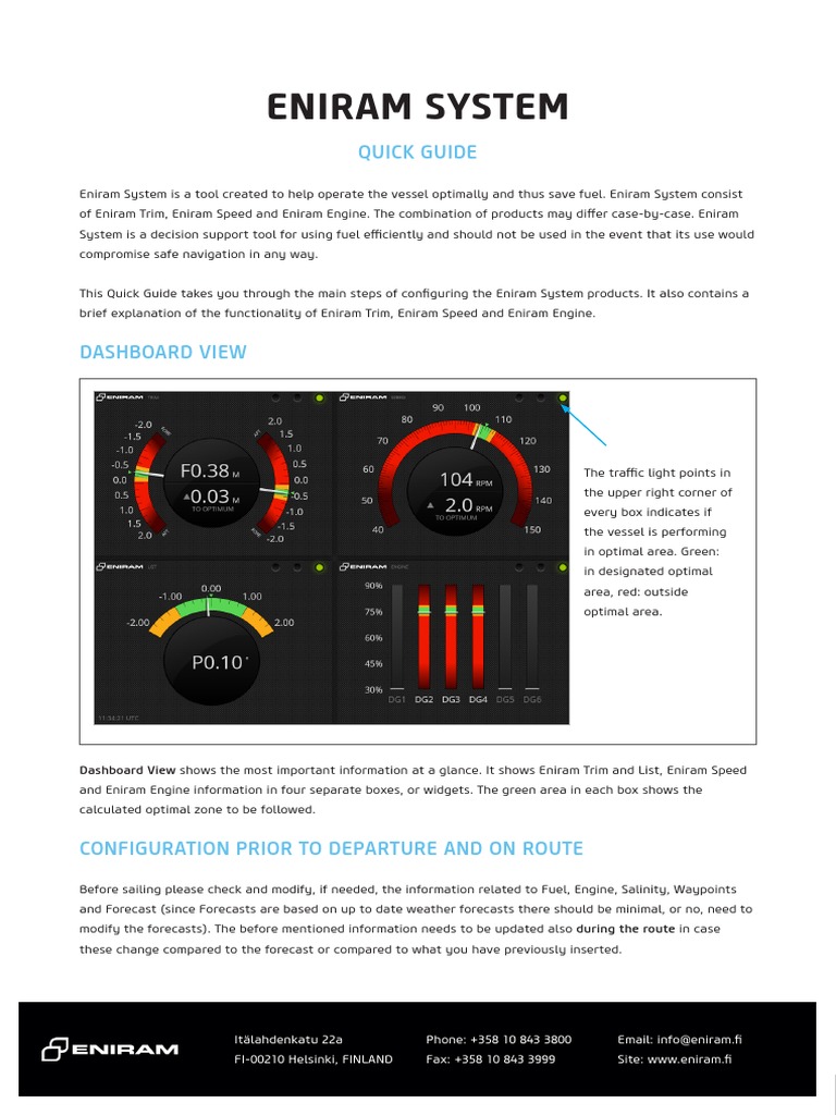 Eniram System Quick Guide Pdf Forecasting Fuel Efficiency 