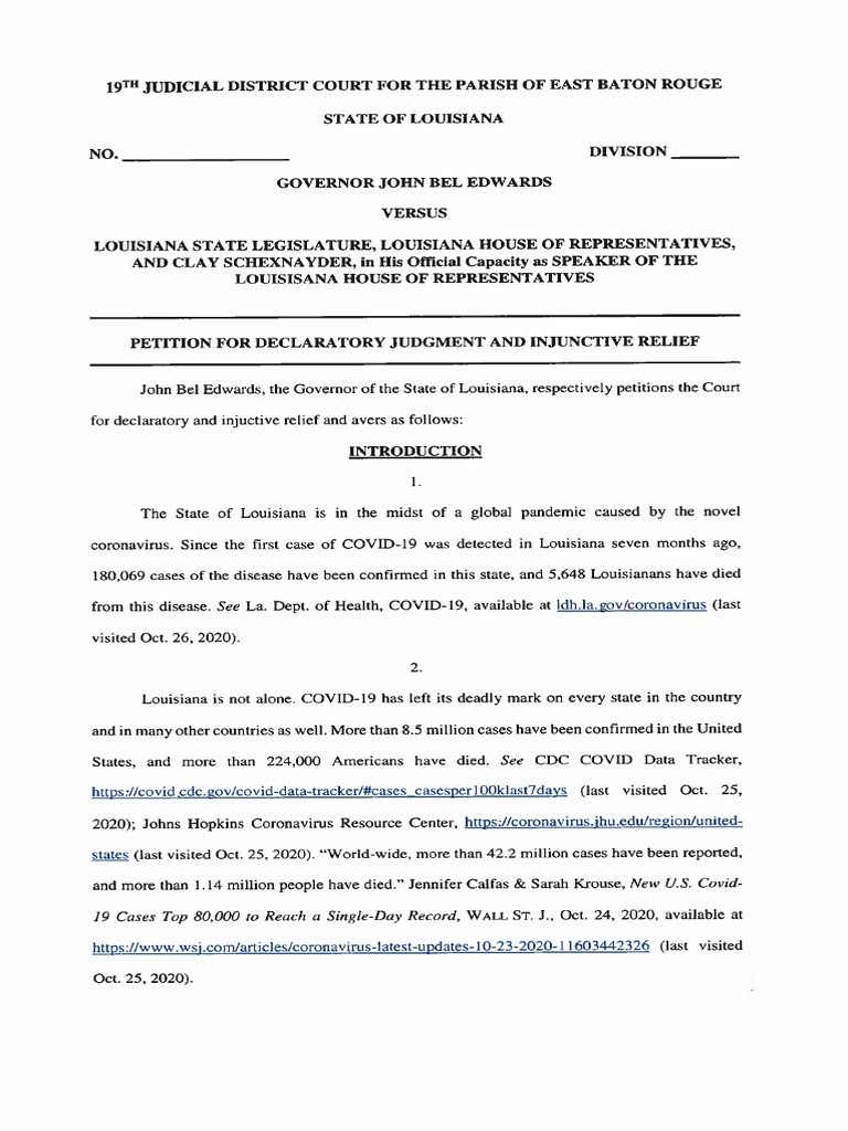 Petition For Declaratory Judgment & Injunctive Relief | PDF