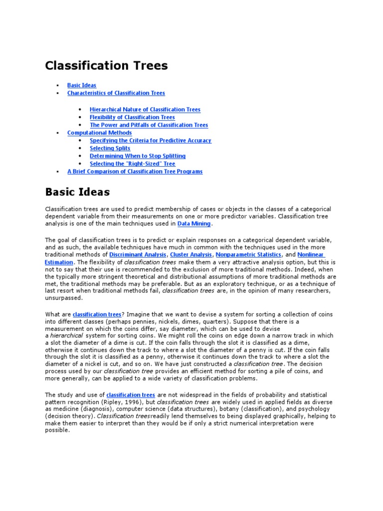 Classification Trees: Basic Ideas | PDF | Statistical Classification ...