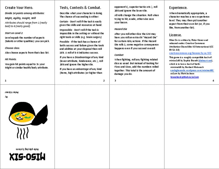 Miso-Six - PocketMod | PDF | Role Playing Games | Gaming