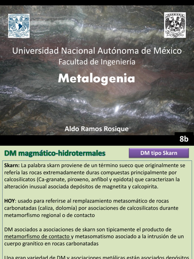 Metalogenia 10 2017 1 Skarns VMS IOCG PDF | PDF | Roca (geología) | Magma