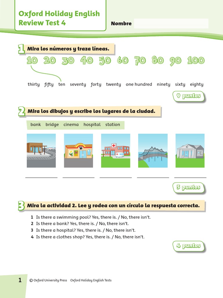 Oxford Holiday English Diagnostic Test 4 | PDF | Leisure