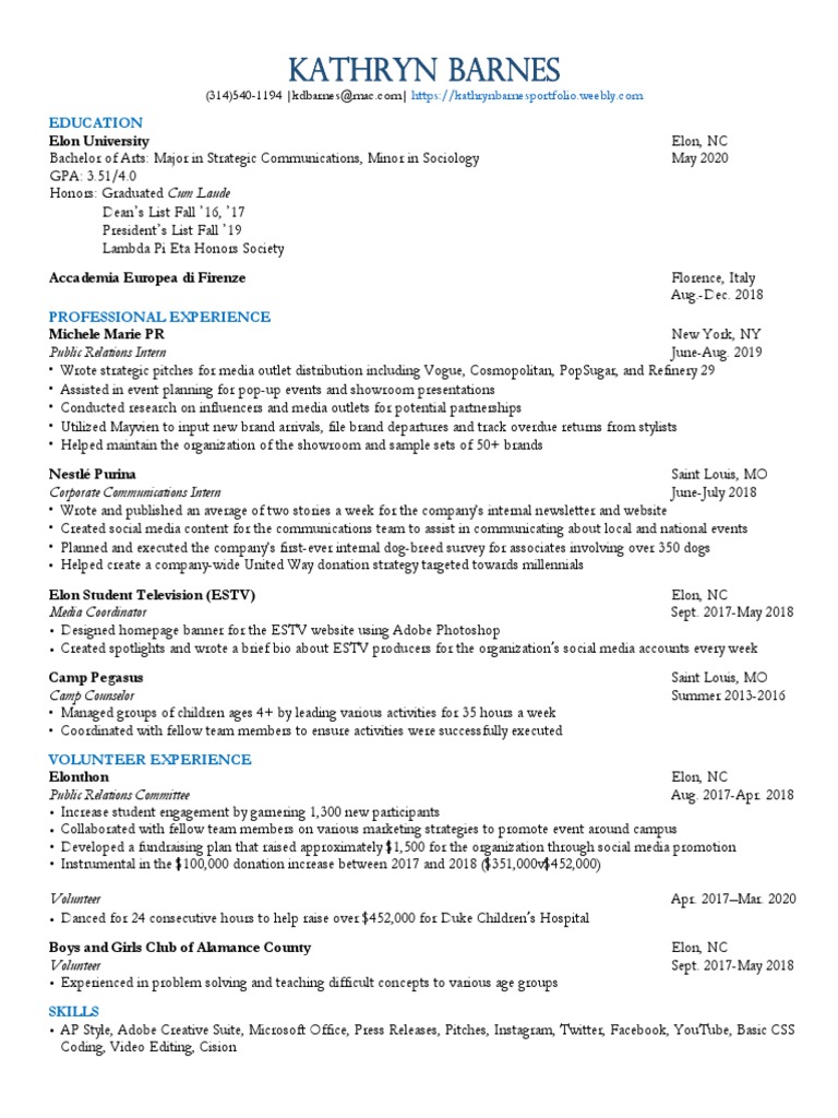 Kathryn Barnes Resume 2020 | PDF | Social Media | Popular Culture & Media Studies