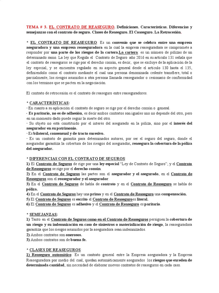 Tema # 3 | PDF | Reaseguro | Póliza de seguros