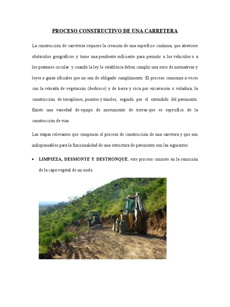 Proceso Constructivo de Una Carretera | PDF | La carretera | Transporte por carretera