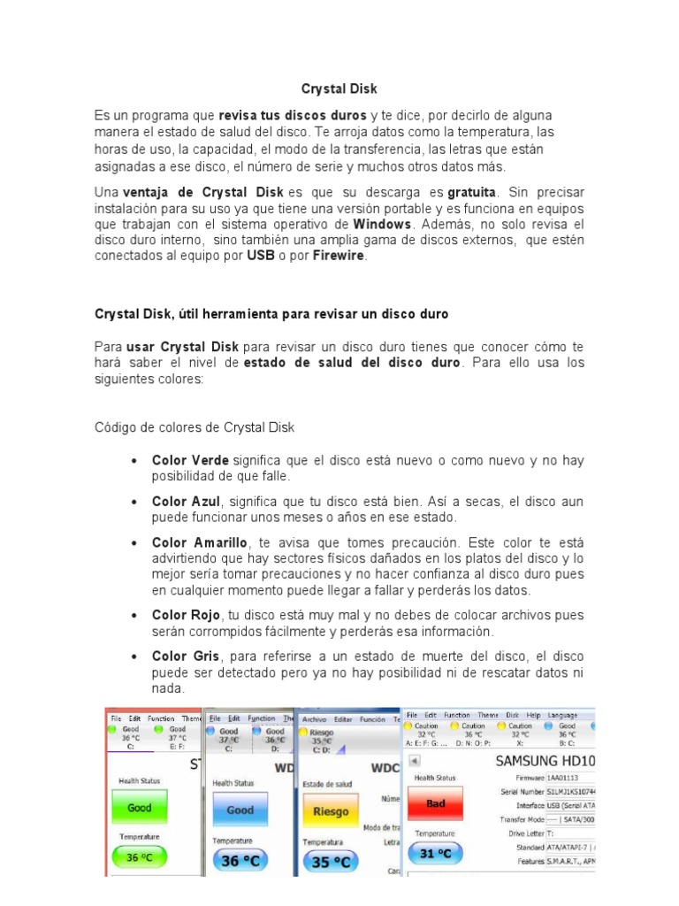 Crystal Disk: Estado y Salud del Disco Duro | PDF