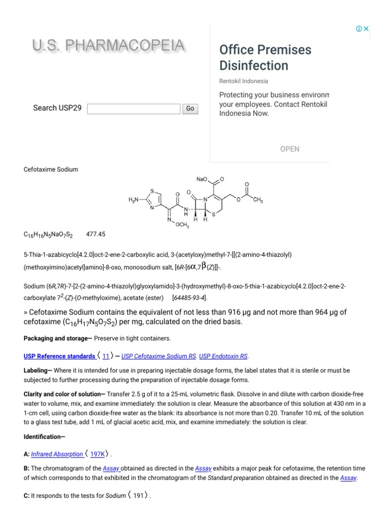 USP Monographs - Cefotaxime Sodium | PDF | Chromatography | Solution