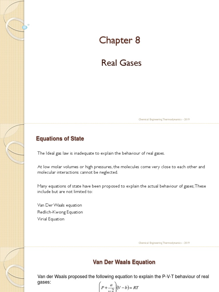 Chapter 8 - Real Gases | PDF | Gases | Materials Science