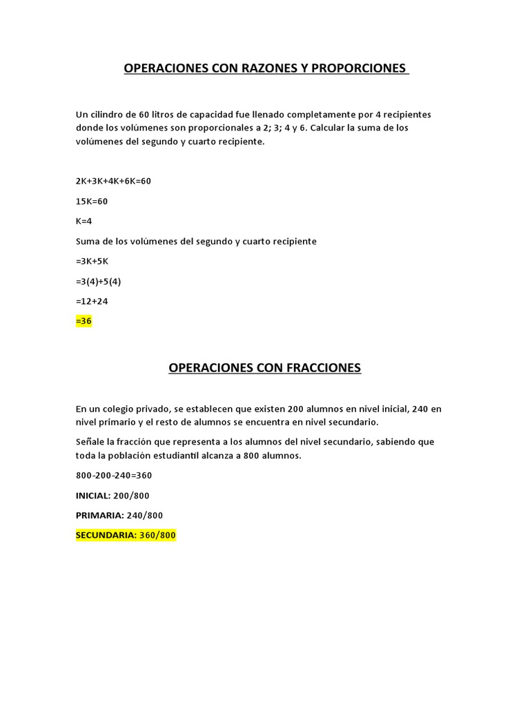 Operaciones Con Razones y Proporciones | PDF