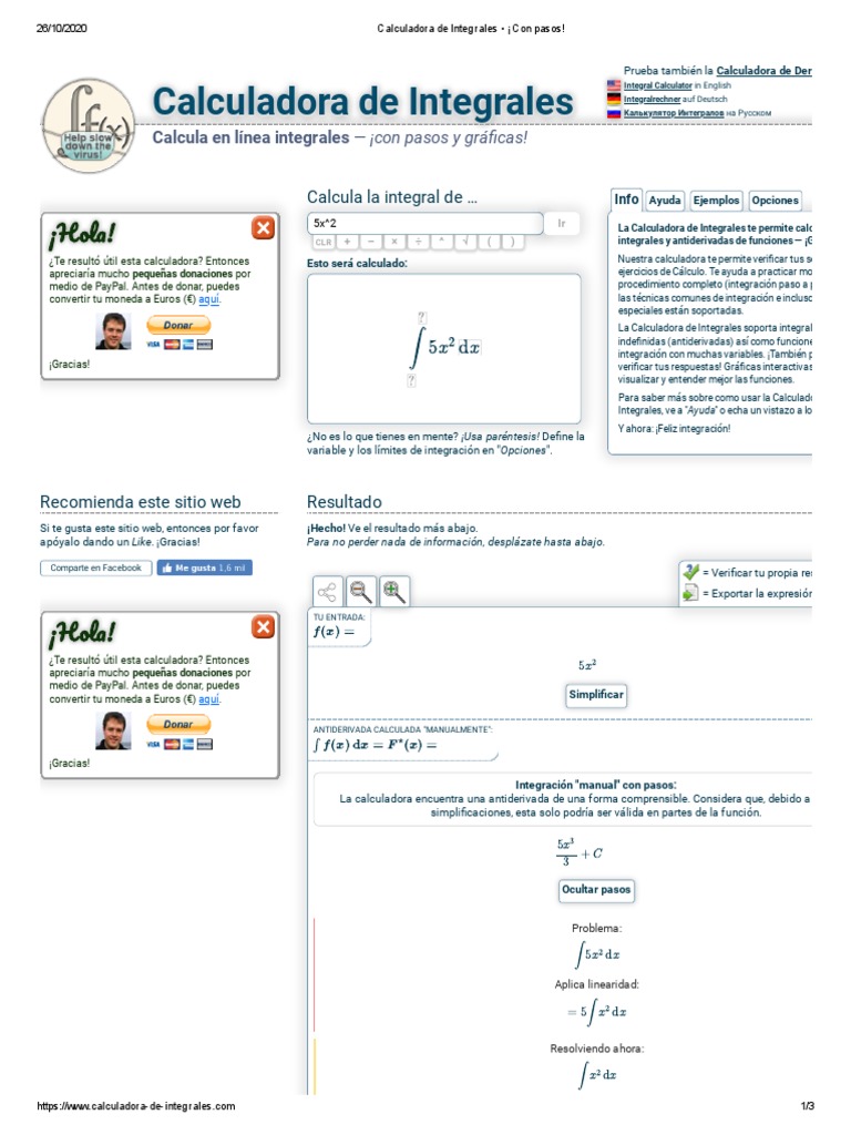 Calculadora de Integrales - ¡Con Pasos! | PDF | Integral | Cálculo