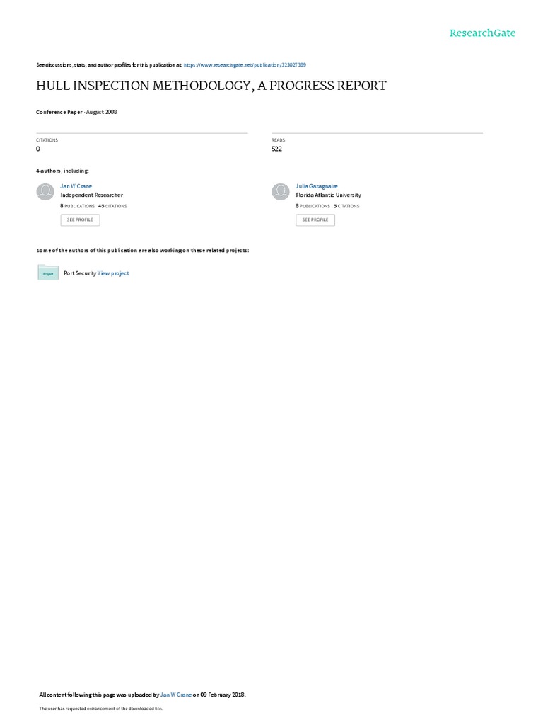 Hull Inspection Methodology, A Progress Report: August 2008 | PDF ...