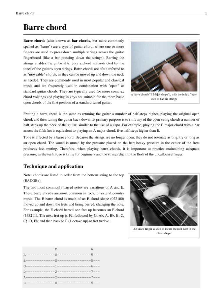 Barre Chords | PDF | Necked Lutes | String Instruments
