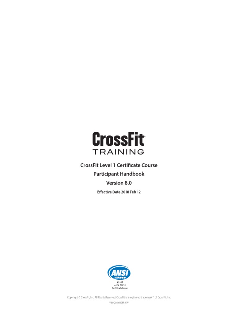 Crossfit Level 1 Certificate Course Participant Handbook: Effective ...