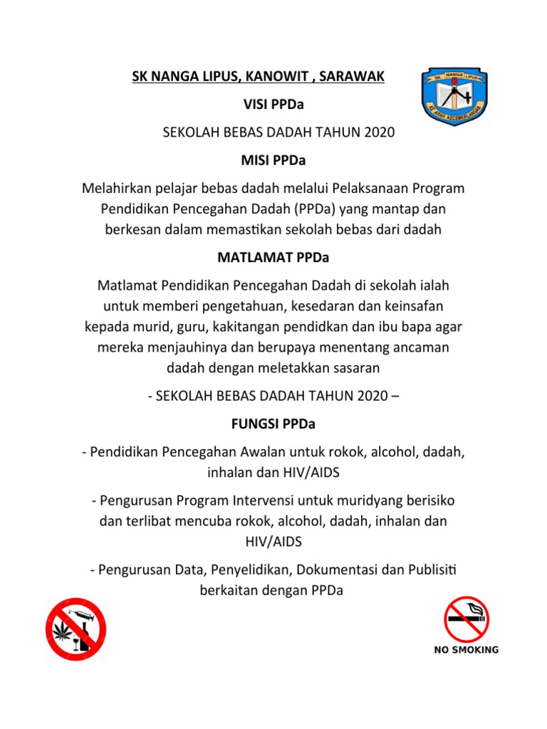 Visi dan Misi PPDa Sekolah Bebas Dadah | PDF