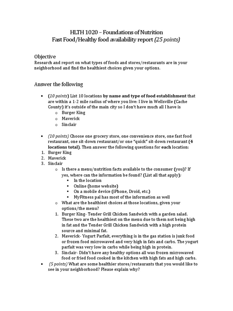 Healthy Food Vs Fast Food Availability Assignment | PDF | Fast Food | Foods