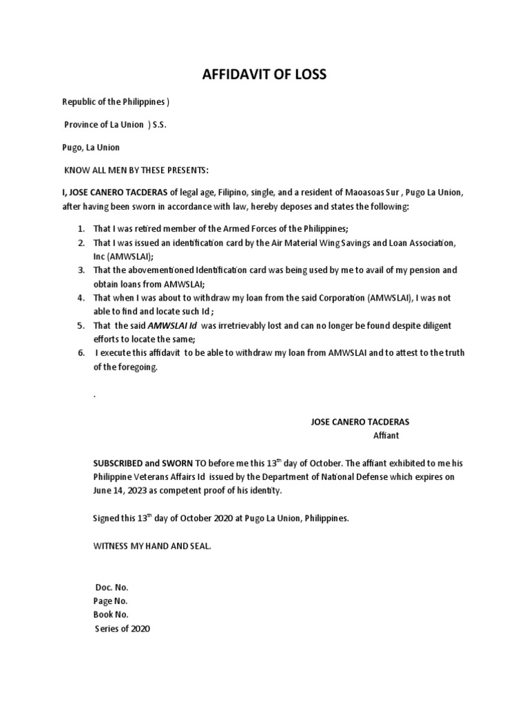AFFIDAVIT OF LOSS-id | PDF