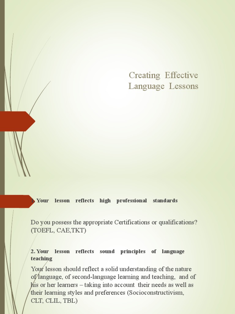 Creating Effective Language Lessons | PDF | Second Language | Second ...