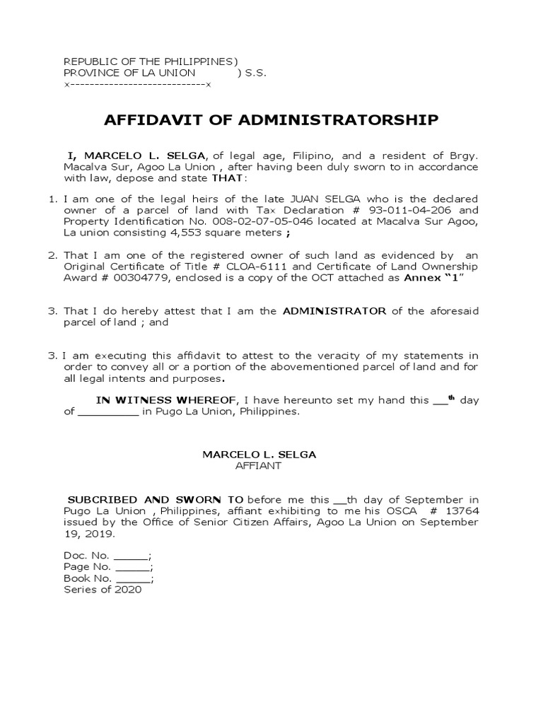 Affidavit of Sponsorship | PDF