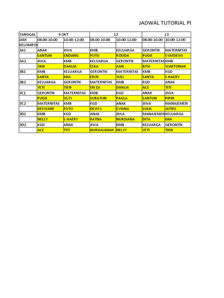 Jadwal Tutor Dan Lulusan | PDF