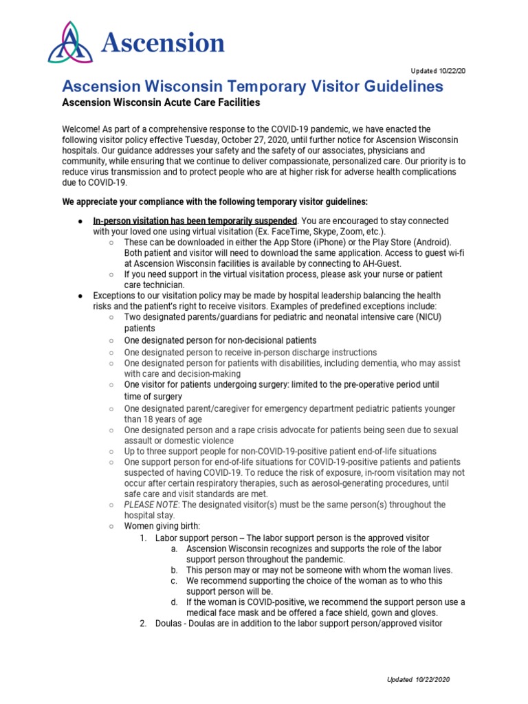 2020 10 22 AW Temporary Visitor Guidelines - FINAL PDF | PDF | Doula ...
