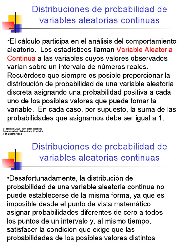 Variable Aleatoria Continua | PDF | Variable aleatoria | Distribución de probabilidad