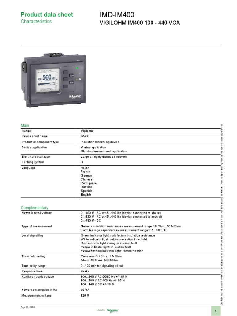 IMD-IM400: Product Data Sheet | PDF | Alternating Current | Electrical ...