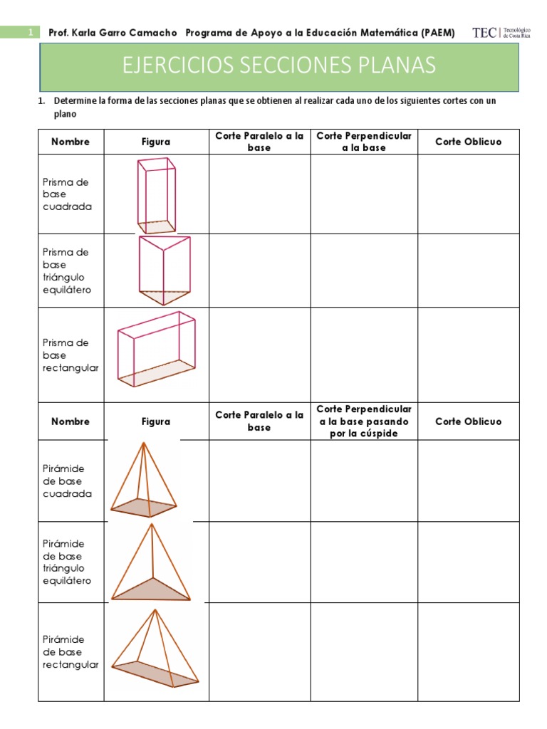 Ejercicios Secciones Planas | PDF | Perpendicular | Triángulo