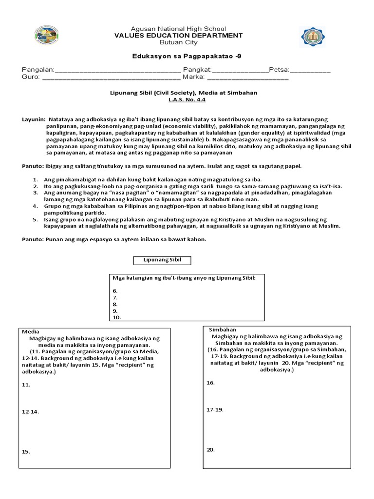 ESP 9 ACTIVITY SHEET Final | PDF
