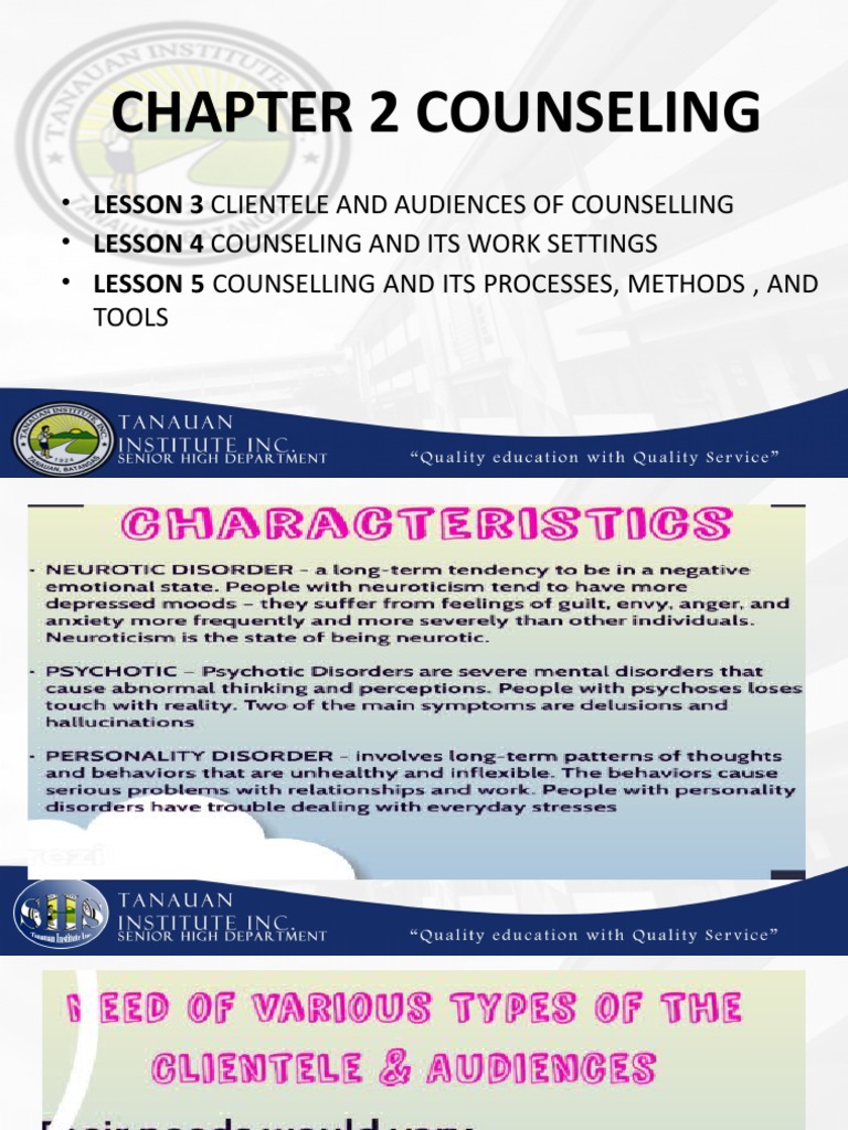 Diass Chapter 2 Counselling Lesson 3-5 | PDF | Psychotherapy | Rational ...