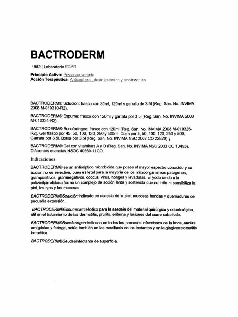 Ficha Tecnica Bactroderm | PDF