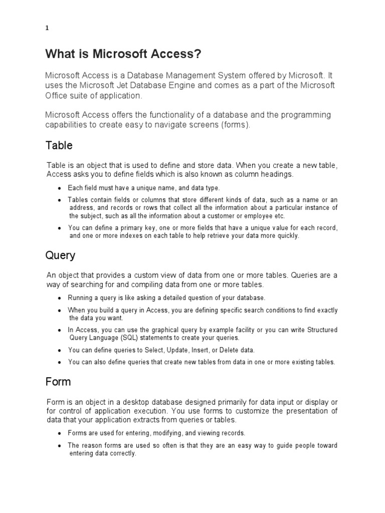 What Is Microsoft Access | PDF | Microsoft Access | Databases