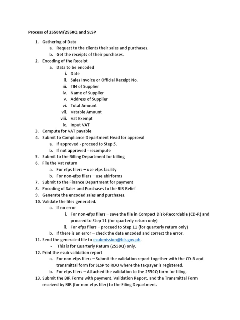 Process of 2550M 2550Q and SLSP | PDF