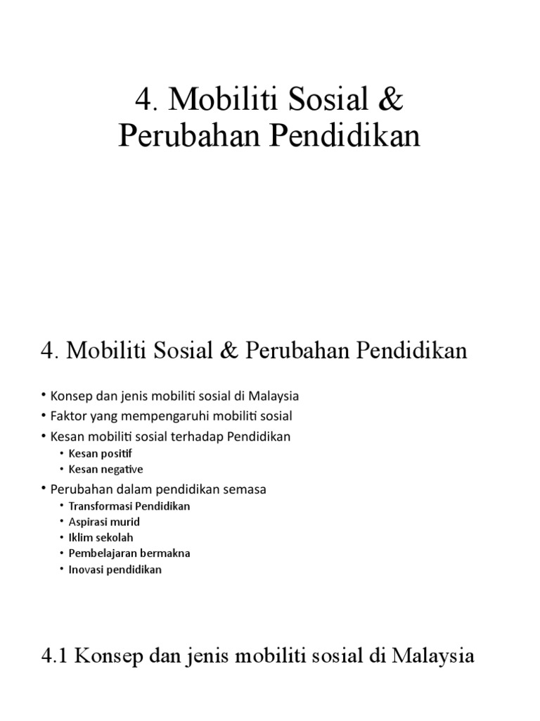 Mobiliti Sosial & Perubahan Pendidikan | PDF