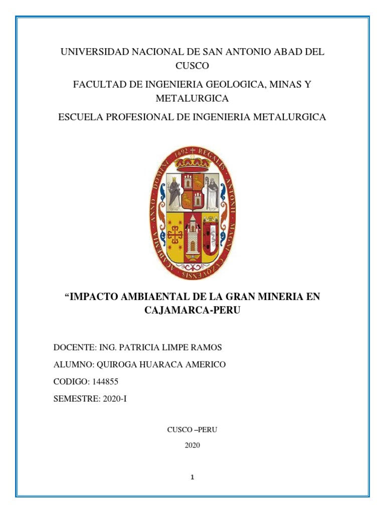 Impacto Ambiental de la Minería en Cajamarca | PDF | Minería | Agua