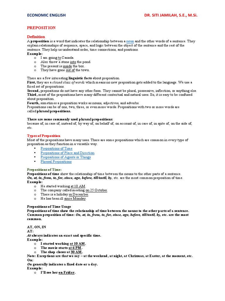 Comprehensive Guide to Prepositions | PDF | Preposition And ...