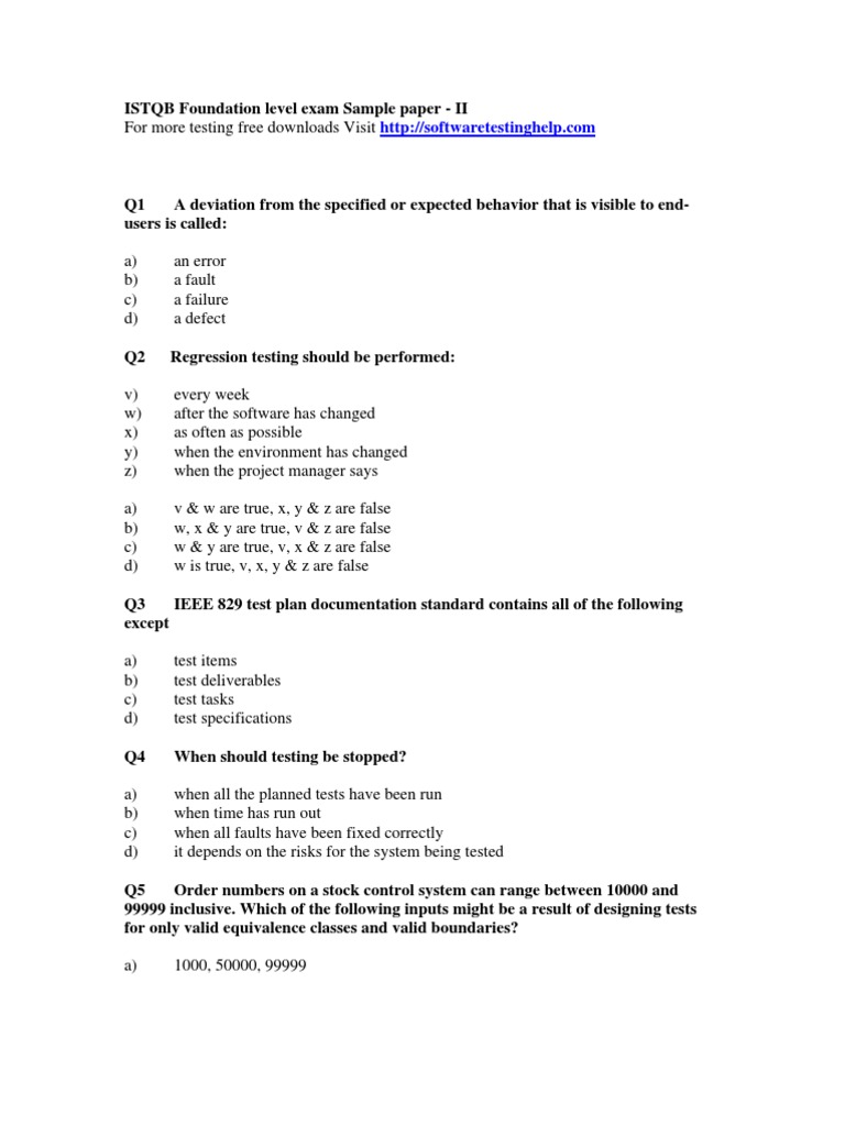 Istqb Exam Sample Paper 2 | PDF