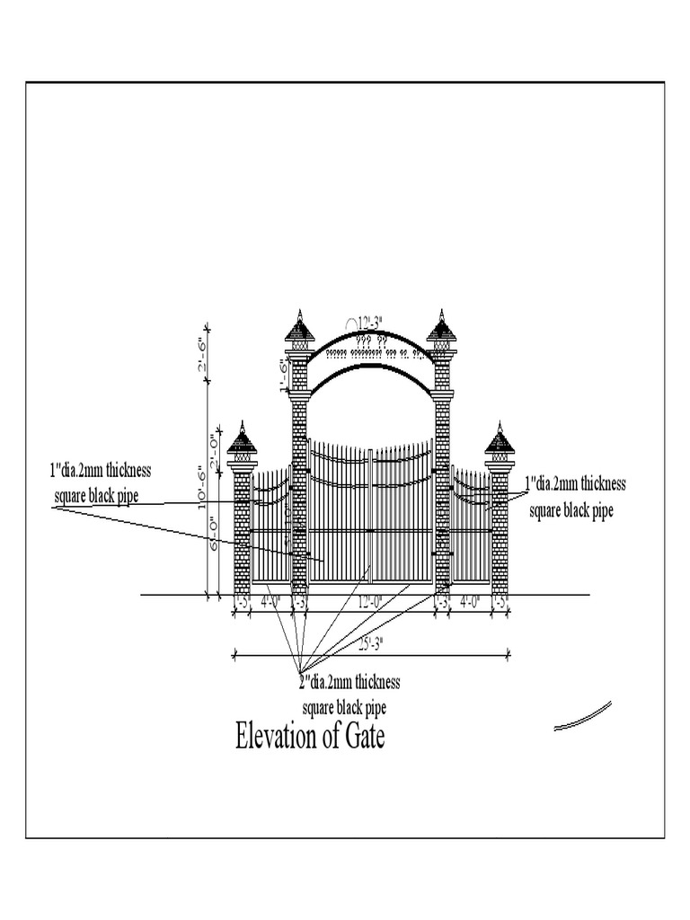 Elevation of Gate: 1"dia.2mm Thickness Square Black Pipe 1"dia.2mm ...