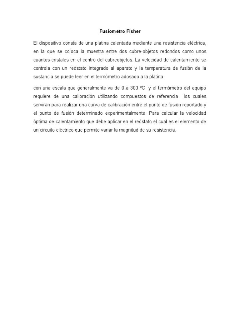Fusiometro Fisher: Funcionamiento y Uso | PDF