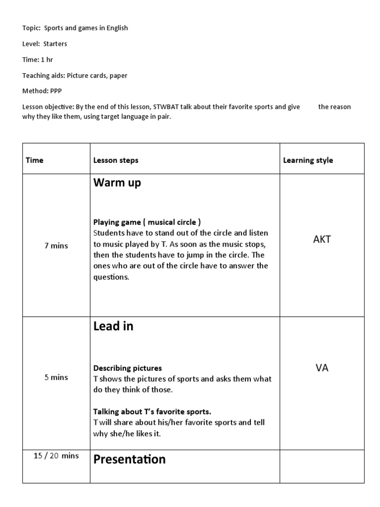 PPP LESSON PLAN FOR Sample Teaching | PDF | Psychological Concepts ...