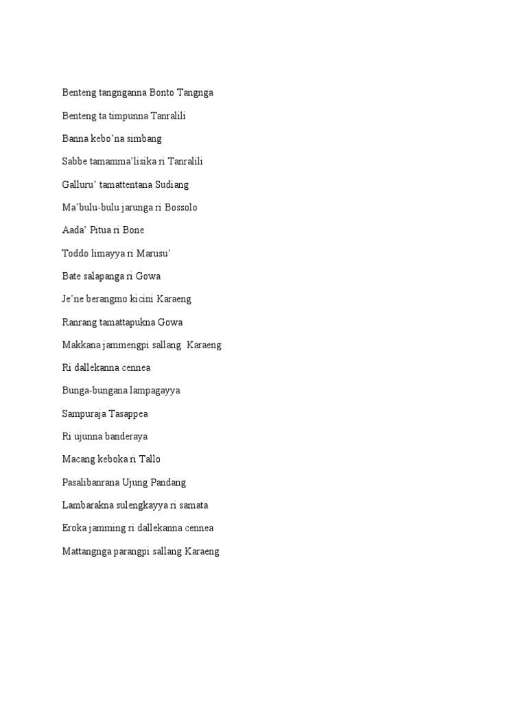 Teks Angngaru Tanralili Makassar | PDF